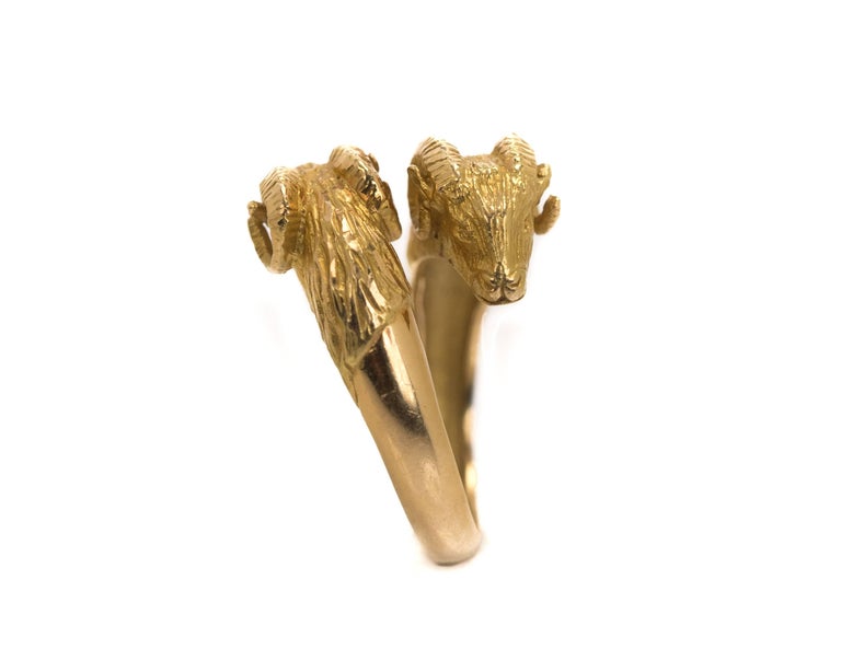 1950s Double Rams Head 18 Karat Yellow Gold Ring at 1stDibs | rams head ...
