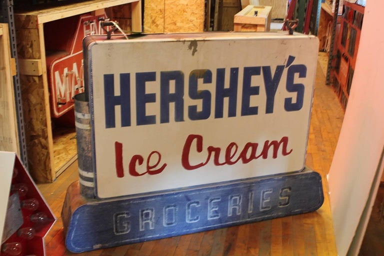 1950s Double Sided Hershey's Ice Cream Sign For Sale at 1stDibs