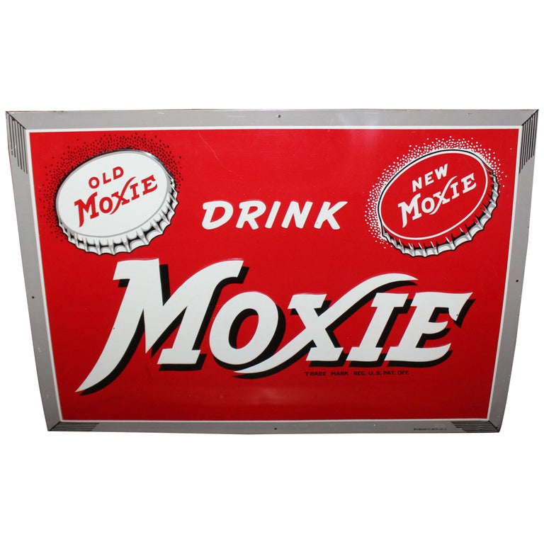 1950s Drink Moxie Soda Tin Advertising Sign For Sale at 1stDibs | drink ...