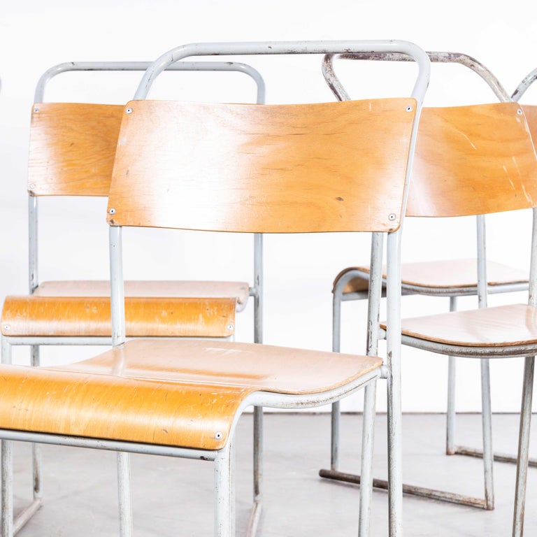 1950s Dual Tubular Metal Grey Dining Chairs, Set of Six For Sale at 1stDibs