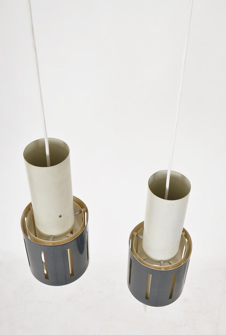 1950s Dutch Pair Blue Hand Grenade Pendant Lights Phillips / Alvar ...
