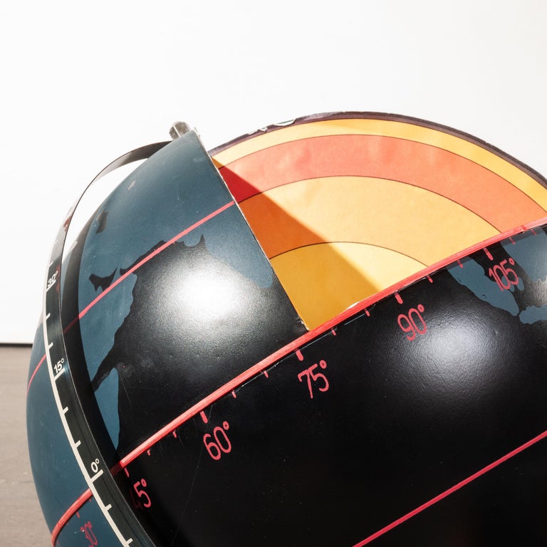 1950s Earth Core Rotating Teaching Globe, Original Box For Sale at 1stdibs