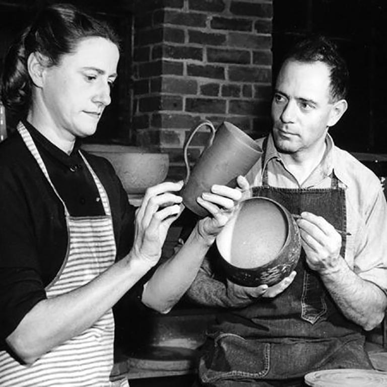 1950s Edwin and Mary Scheier Stoneware Modernist Studio Open Bowl For ...