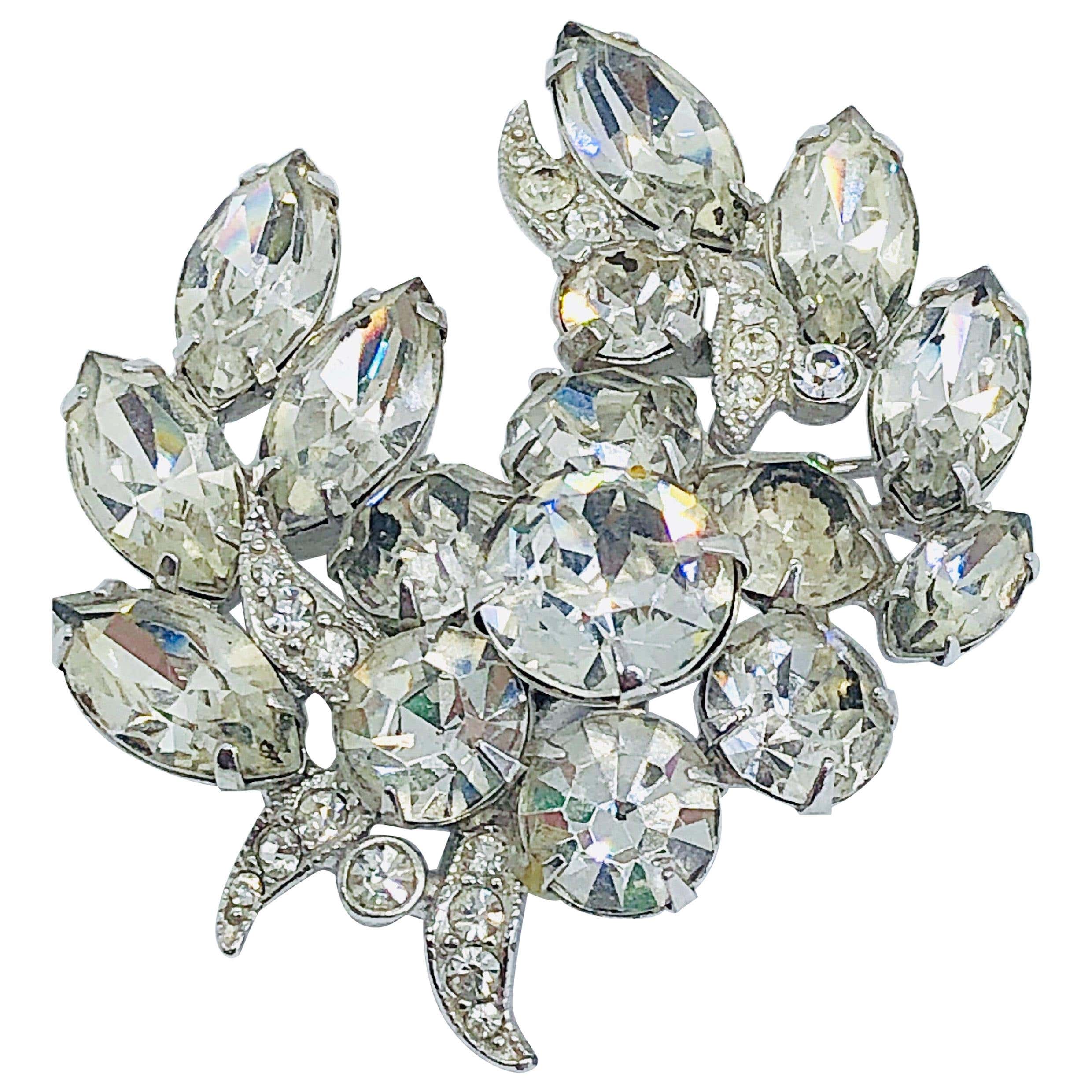 1950s Eisenberg Large Swarovski Rhinestone Vintage 50s Beautiful Brooch 1950s Eisenberg Large Swarovski Rhinestone Vintage 50s Beautiful Brooch