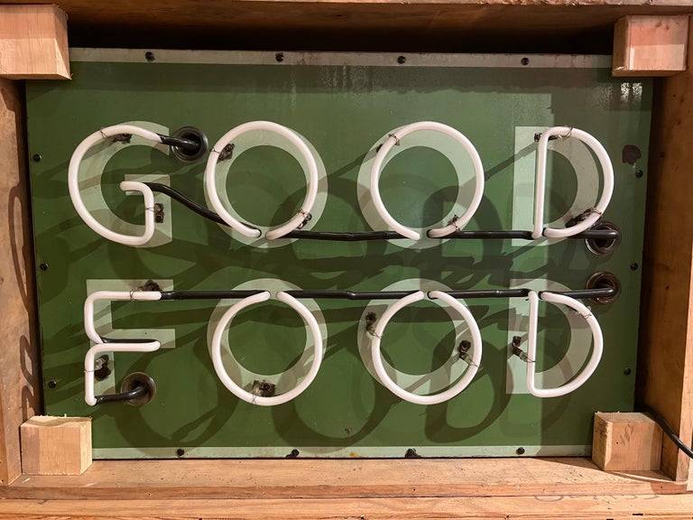 1950’s Enamel and Neon Sign Good Food at 1stDibs