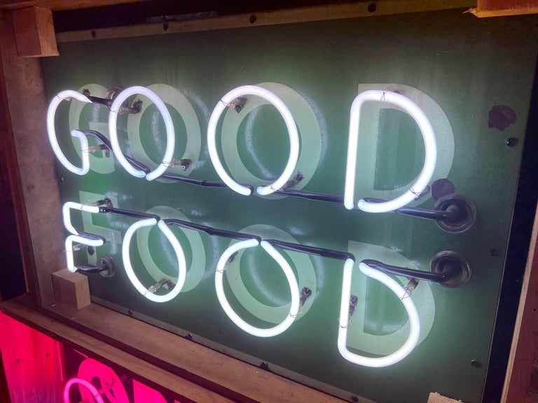 1950’s Enamel and Neon Sign Good Food at 1stDibs