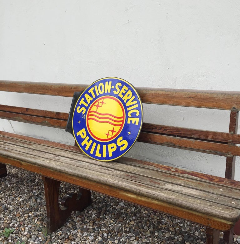 1950s Enamel Two-Sided Publicity Sign Philips Service-Station at 1stDibs