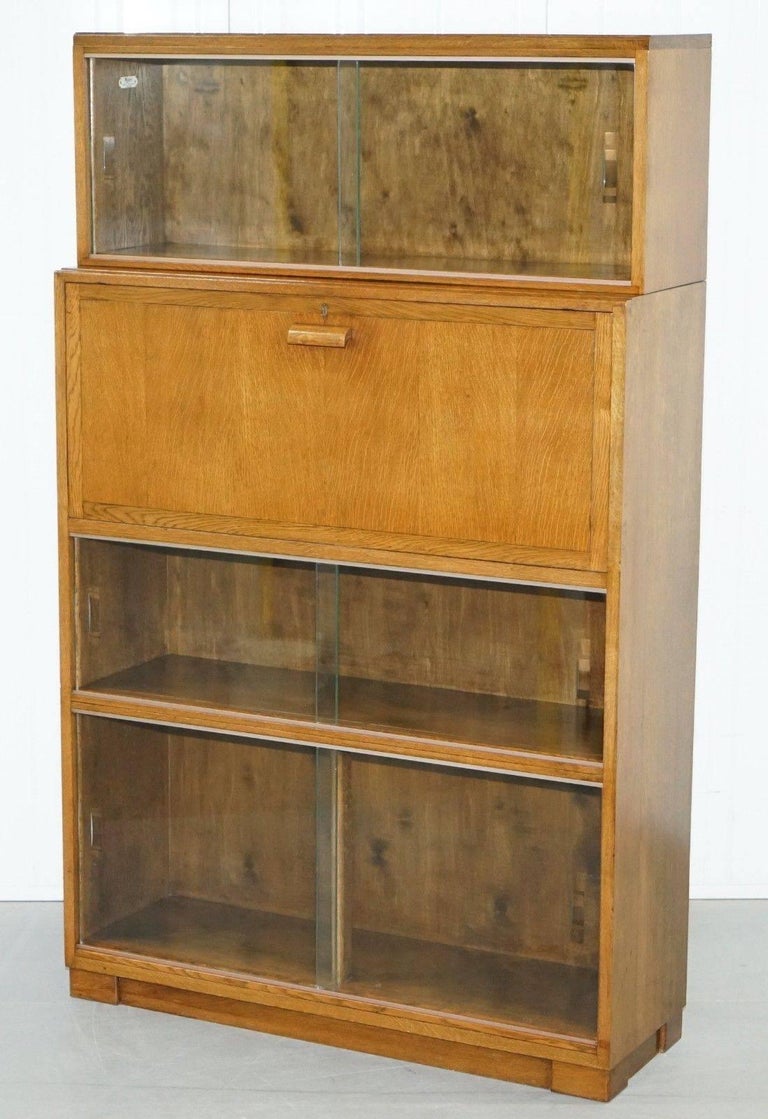 1950s English Modular Minty Oxford Vintage Stacking Legal Bookcase Desk ...