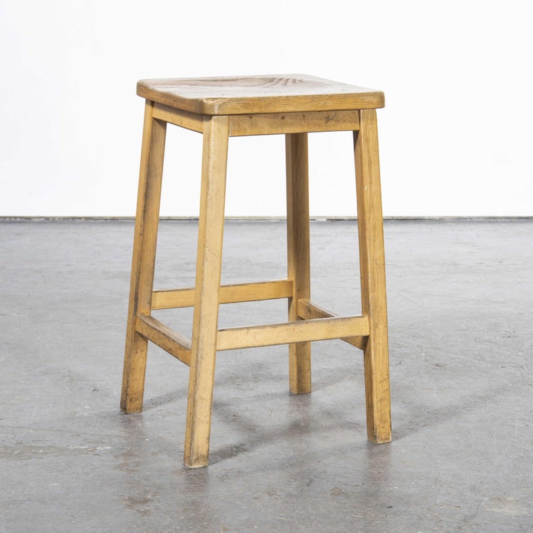 1950's English Oak School Laboratory High Stools, Set of Twenty Four ...