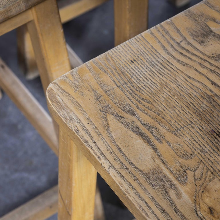 1950's English Oak School Laboratory Stools, Set of Six at 1stDibs