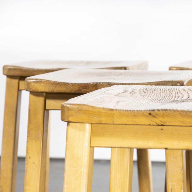 1950's English Oak School Laboratory Stools, Set of Six at 1stDibs