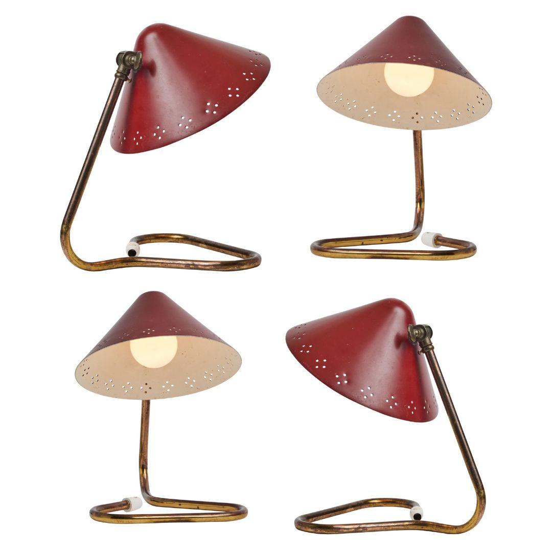 1950s Erik Warna 'GK14' Red Perforated Shade Table Lamps at 1stDibs