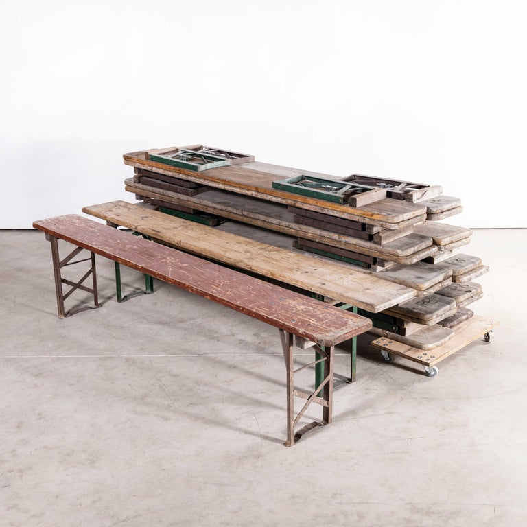 1950s Ex Army Large French Folding Benches For Sale at 1stDibs