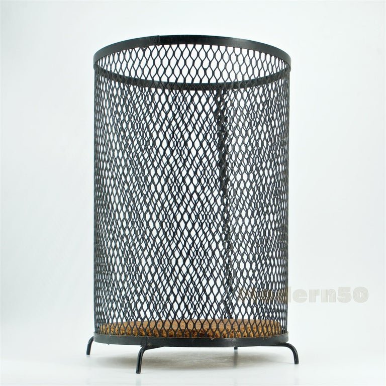 1950s Expanded Metal Blueprint Basket Paper Wastebasket Style of George ...