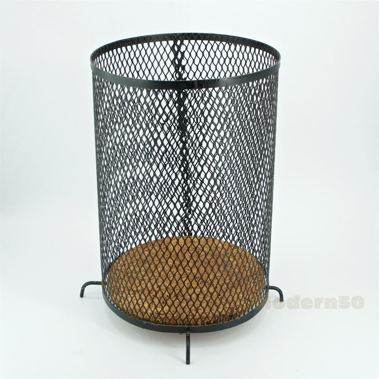 1950s Expanded Metal Blueprint Basket Paper Wastebasket Style of George ...