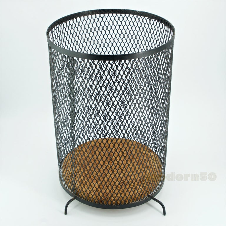 1950s Expanded Metal Blueprint Basket Paper Wastebasket Style of George ...