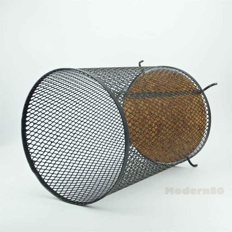 1950s Expanded Metal Blueprint Basket Paper Wastebasket Style of George ...