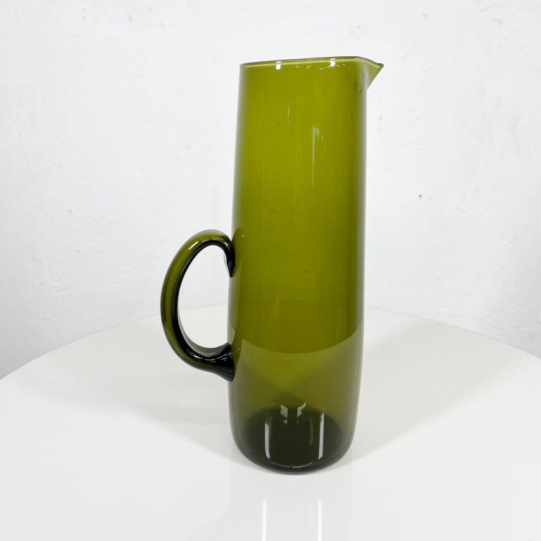 1950s Finland Scandinavian Modern Green Glass Pitcher by Erkki Vesanto ...