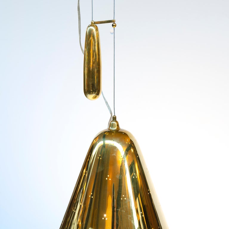 1950s Finnish Counterweighted Brass Pendant Light by Paavo Tynell for ...