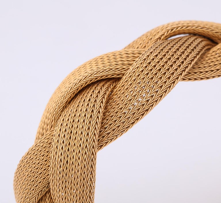 1950s Flexible Intertwined Twisted Mesh Braided Gold Bracelet at 1stDibs