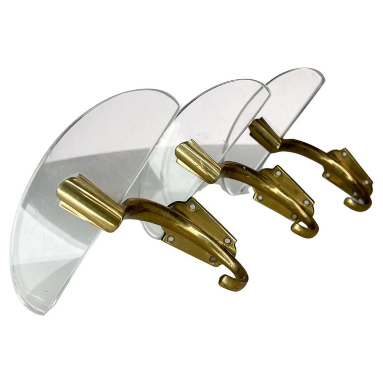 1950s Fontana Arte Italy Set of Three Tall Valet Hooks in Lucite and ...