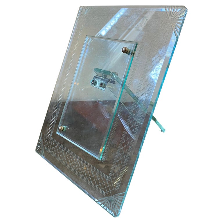 1950s Fontana Arte Style Mid-Century Modern Engraved Green Glass ...