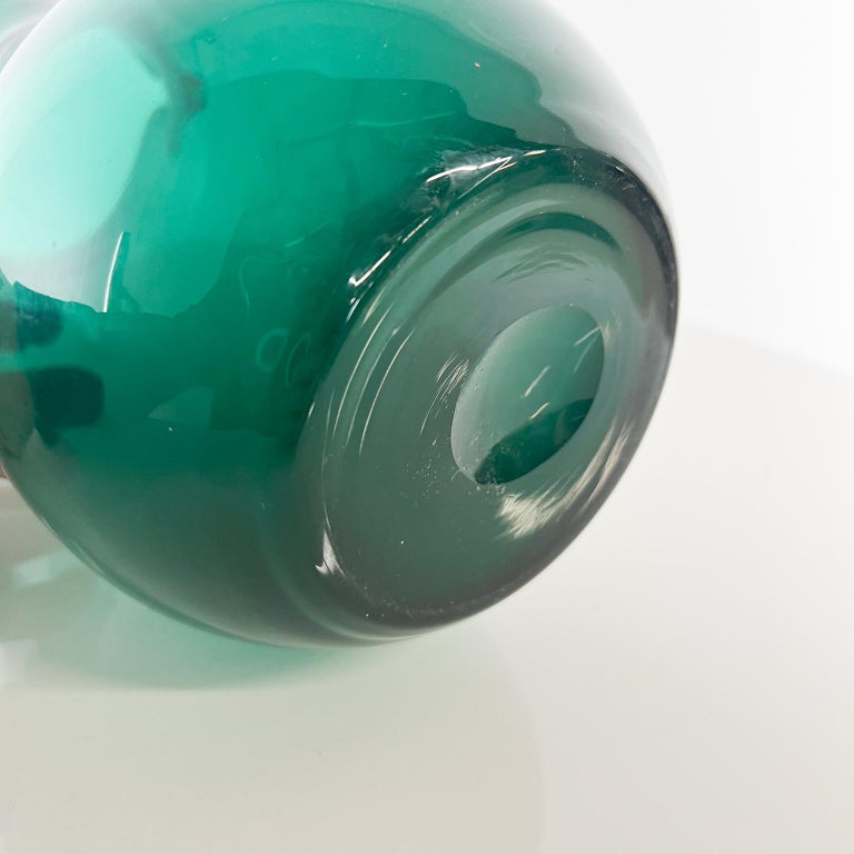 1950s Forest Green Pitcher Sculptural Thick Glass For Sale at 1stDibs