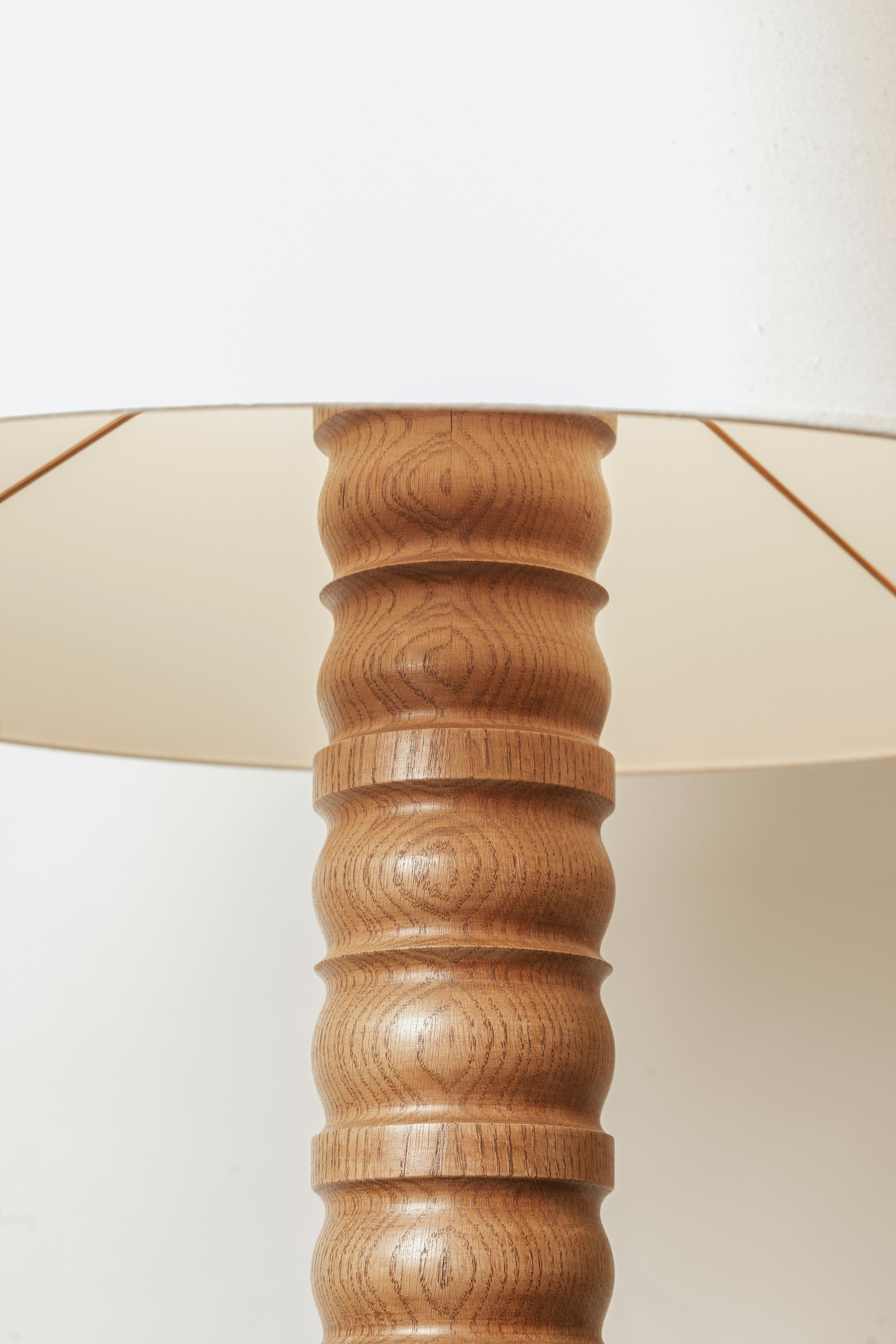 1950's France Large Scale Oak Floor Lamp and Custom Shade For Sale at ...