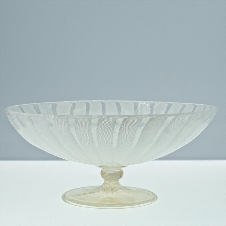 1950s Art Glass Compote Bowl Leaf Cup Set Mid-Century Venini Fratelli ...