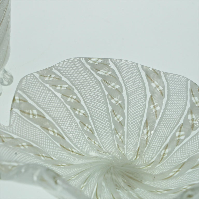 1950s Art Glass Compote Bowl Leaf Cup Set Mid-Century Venini Fratelli ...