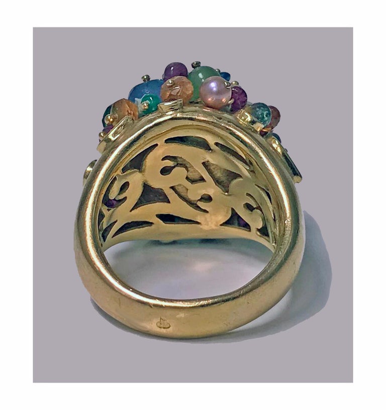 1950s French 18-Karat Multi Gem Tutti Frutti Dome Cocktail Ring at 1stDibs | tutti frutti ring