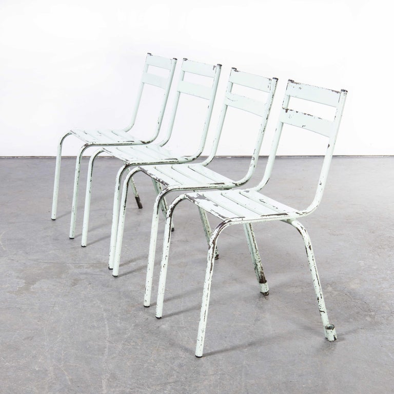 1950's French Artprog Mint Metal Stacking Outdoor Chairs Set of Four ...