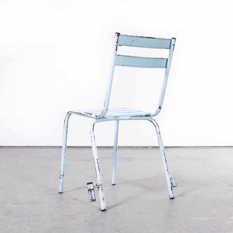 1950s French Artprog Sky Blue Metal Stacking Outdoor Chairs, Set of Six ...