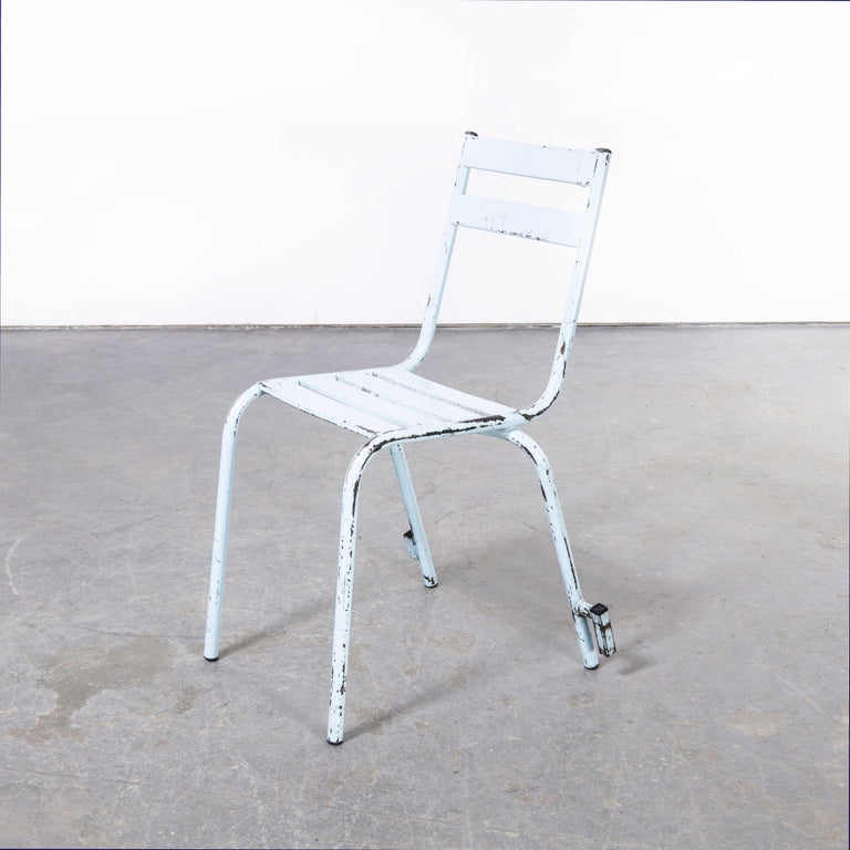 1950s French Artprog Sky Blue Metal Stacking Outdoor Chairs, Set of Six ...