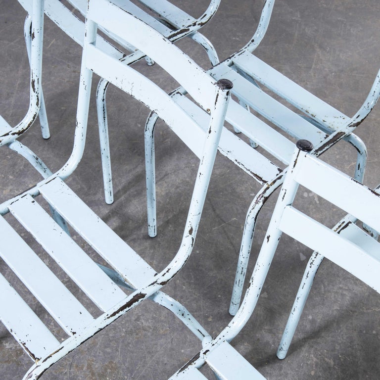 1950s French Artprog Sky Blue Metal Stacking Outdoor Chairs, Set of Six ...