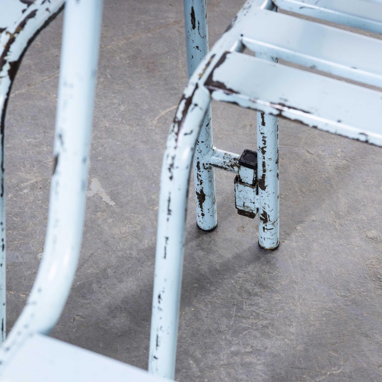 1950s French Artprog Sky Blue Metal Stacking Outdoor Chairs, Set of Six ...
