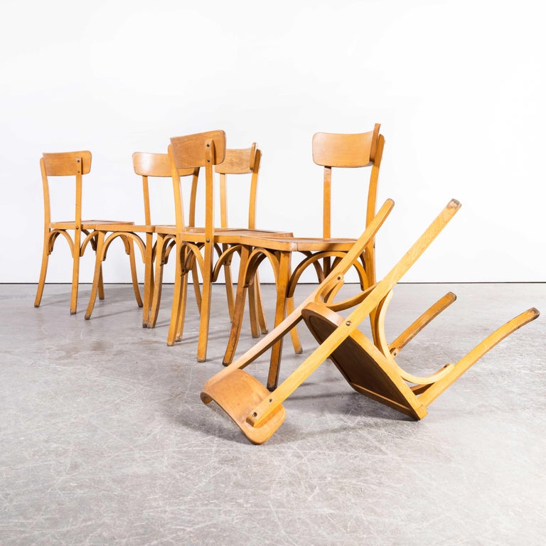1950's French Baumann Blonde Kick Leg Bentwood Dining Chairs, Set of ...