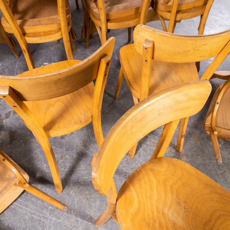 1950's French Baumann Blonde Round Leg Bentwood Dining Chairs, Various ...