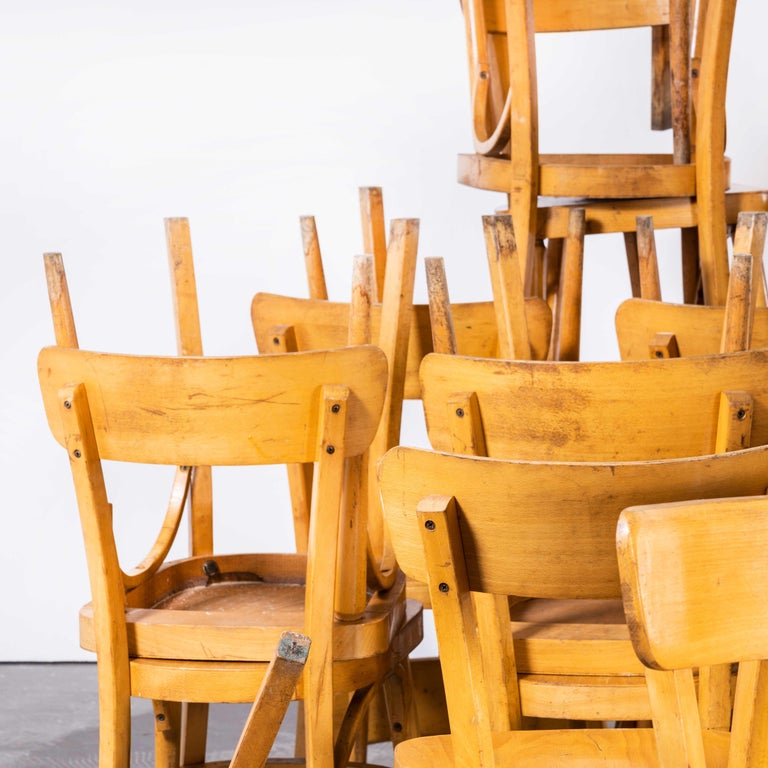 1950's French Baumann Blonde Round Leg Bentwood Dining Chairs, Various ...