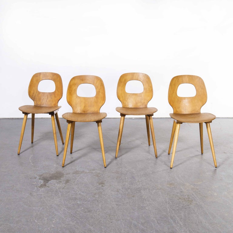 1950's French Baumann Oeil Dining Chair, Set of Four For Sale at 1stDibs