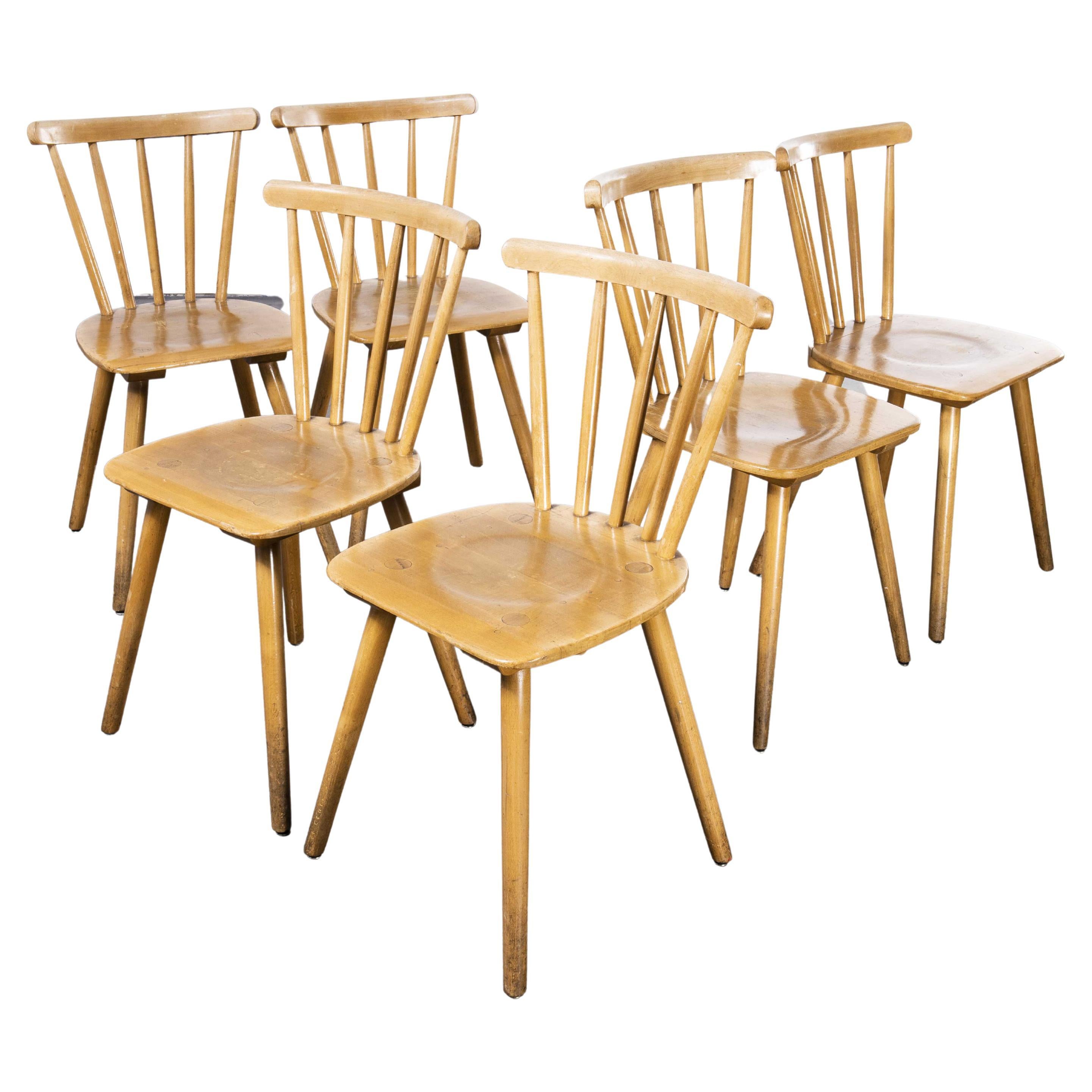 1950's French Beech Stick Back Dining Chairs, Set of Six at 1stDibs