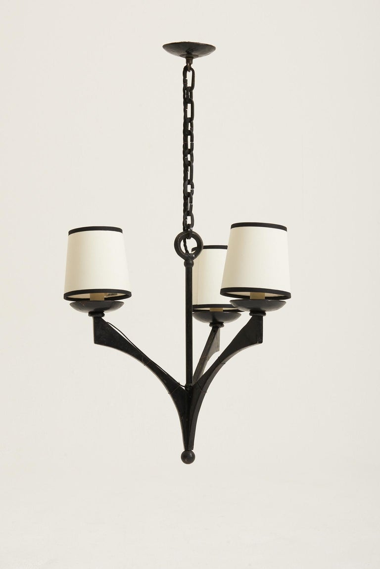 1950s French Black Iron Ceiling Light at 1stDibs