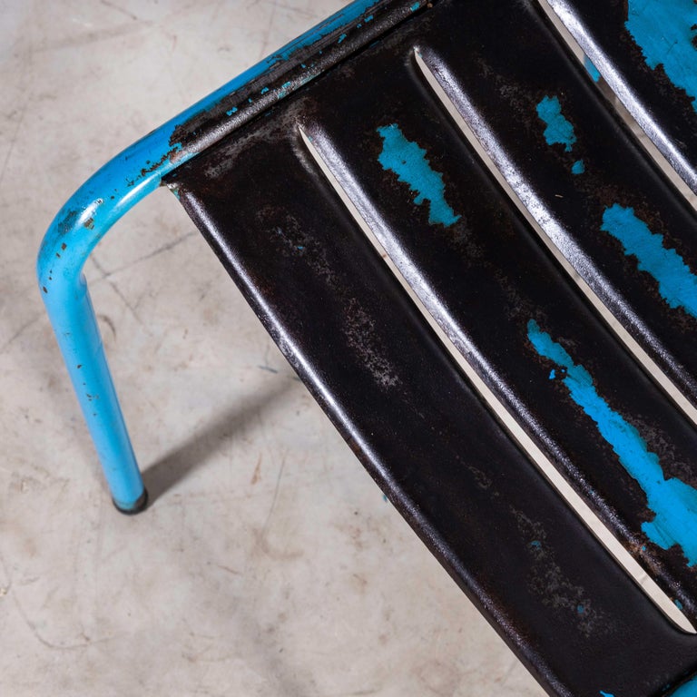 1950's French Blue Metal Stacking Outdoor Chairs, Set of Four For Sale ...