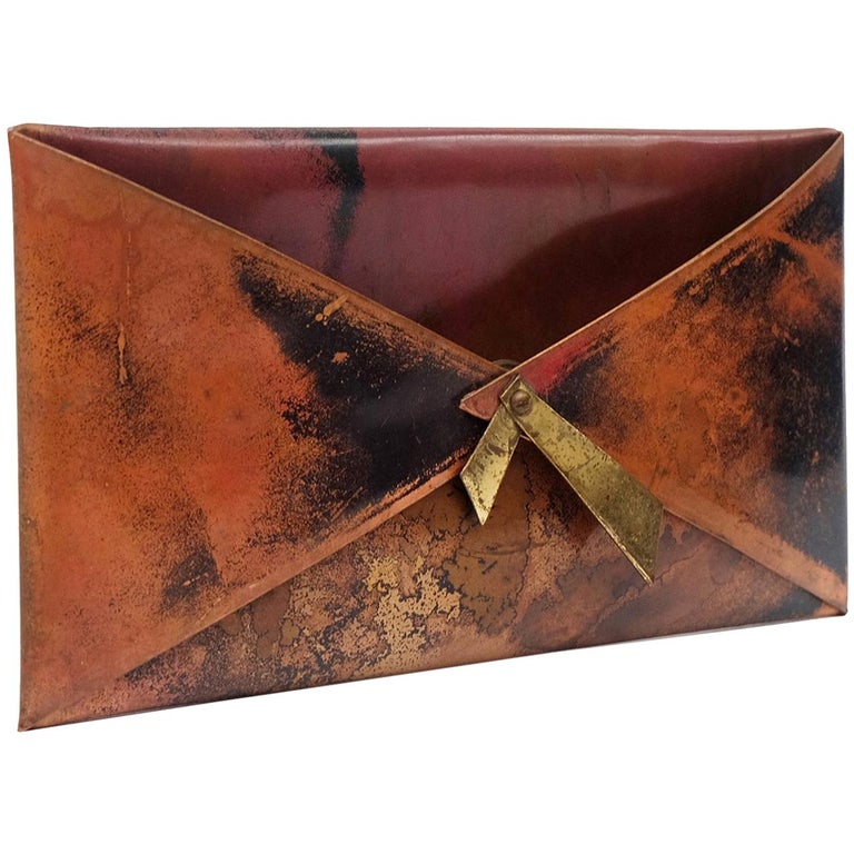 1950s French Copper Letter Rack Holder Envelope Shaped Sculpture Art ...