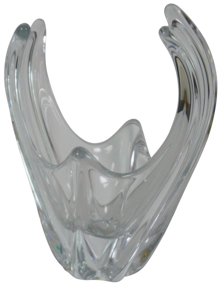1950s French Daum Crystal Free Form Splash Vase Compote Centerpiece ...