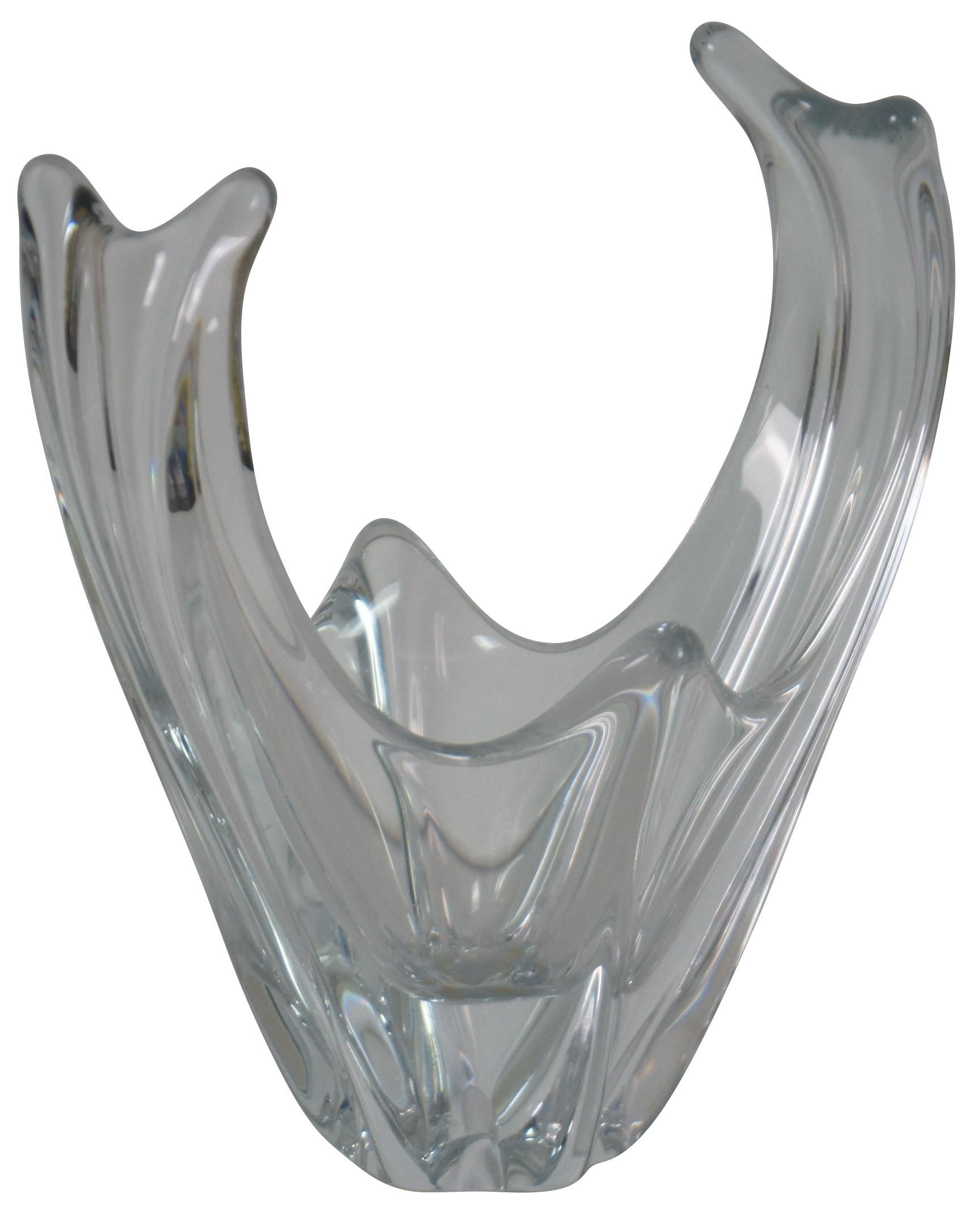 1950s French Daum Crystal Free Form Splash Vase Compote Centerpiece ...