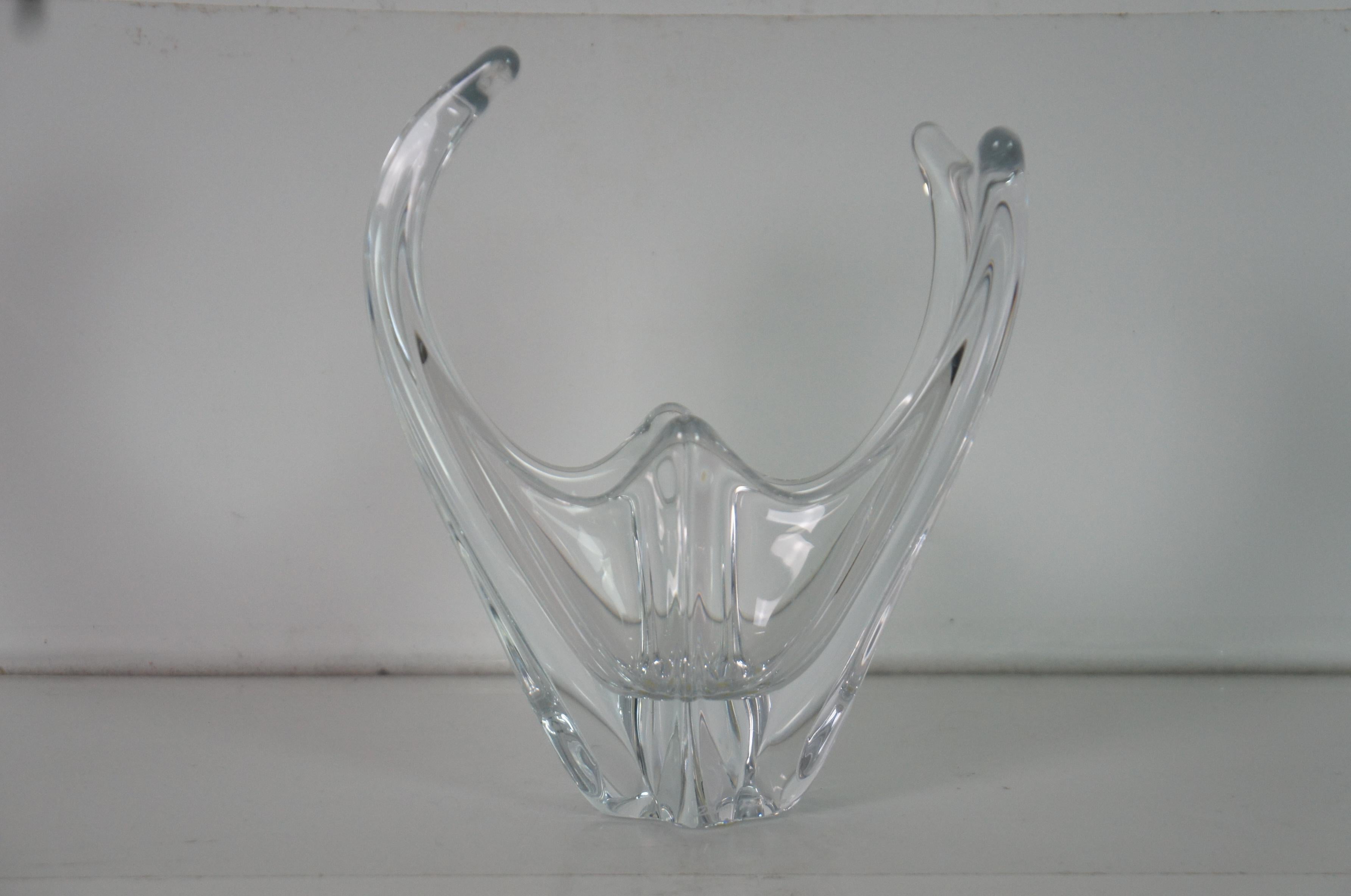 1950s French Daum Crystal Free Form Splash Vase Compote Centerpiece ...