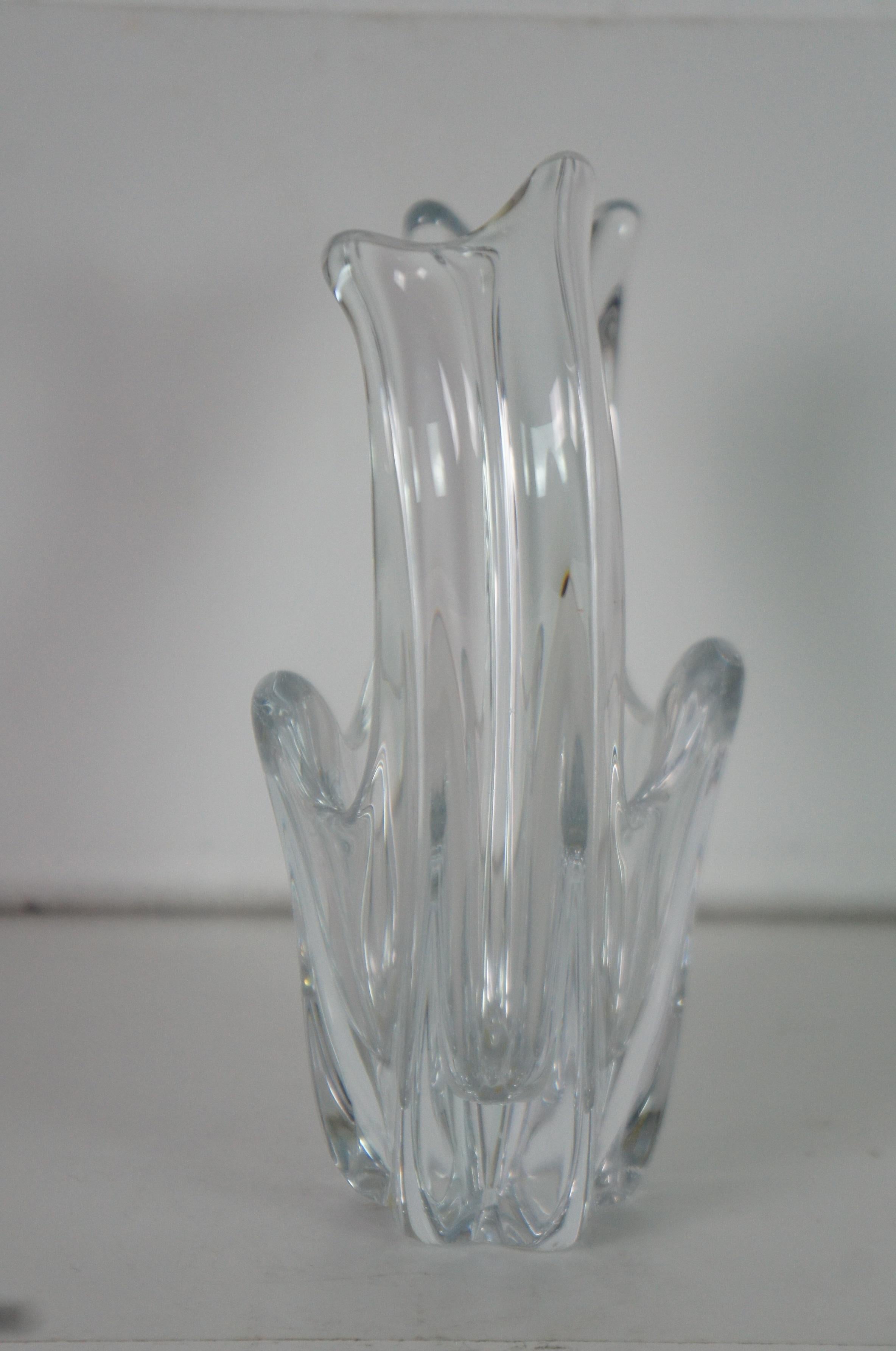 1950s French Daum Crystal Free Form Splash Vase Compote Centerpiece ...