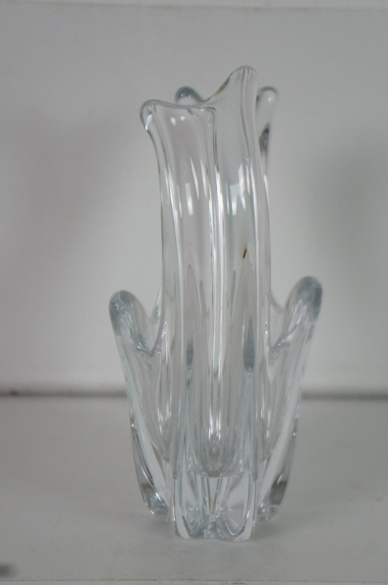 1950s French Daum Crystal Free Form Splash Vase Compote Centerpiece ...