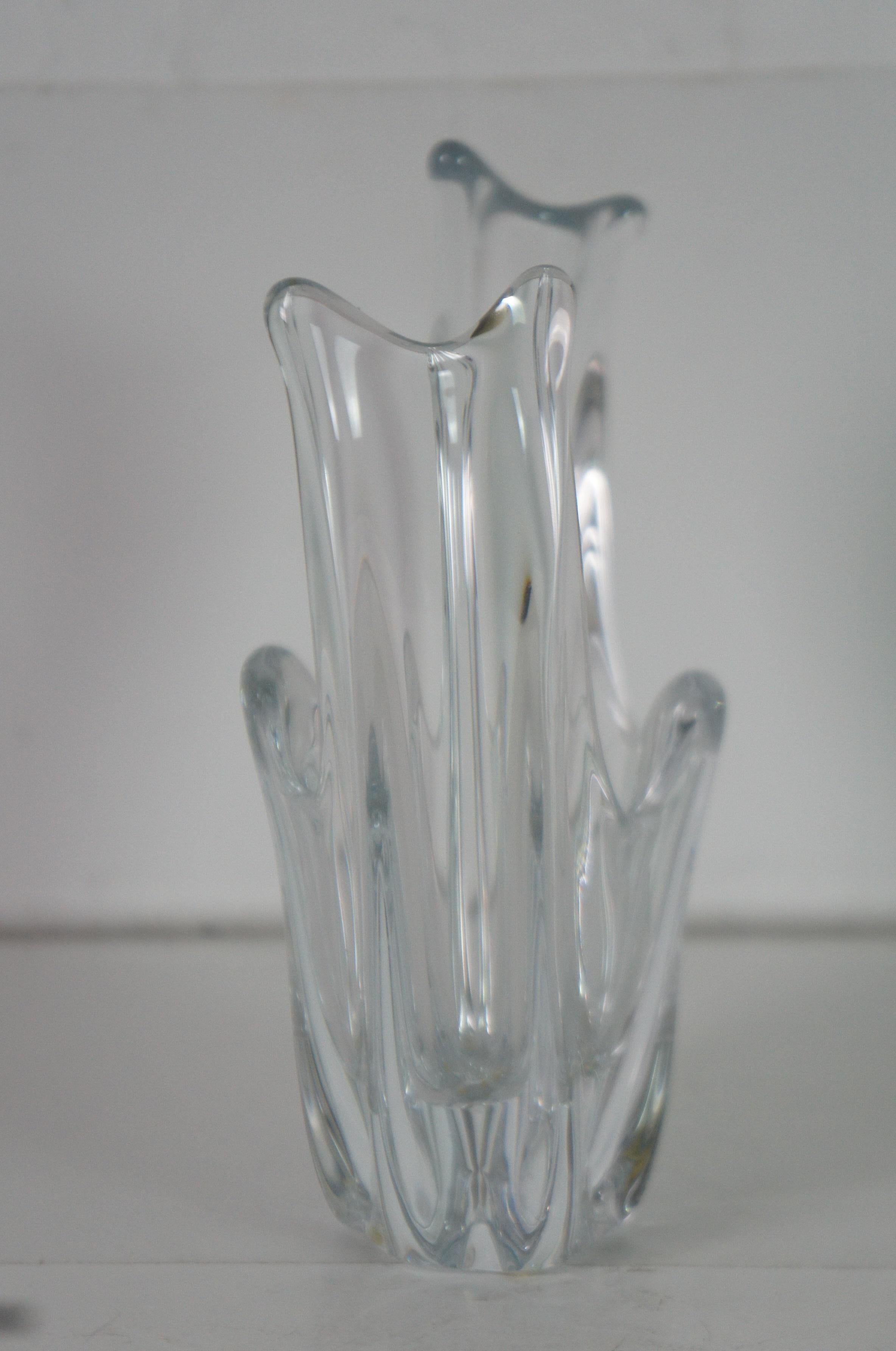 1950s French Daum Crystal Free Form Splash Vase Compote Centerpiece ...